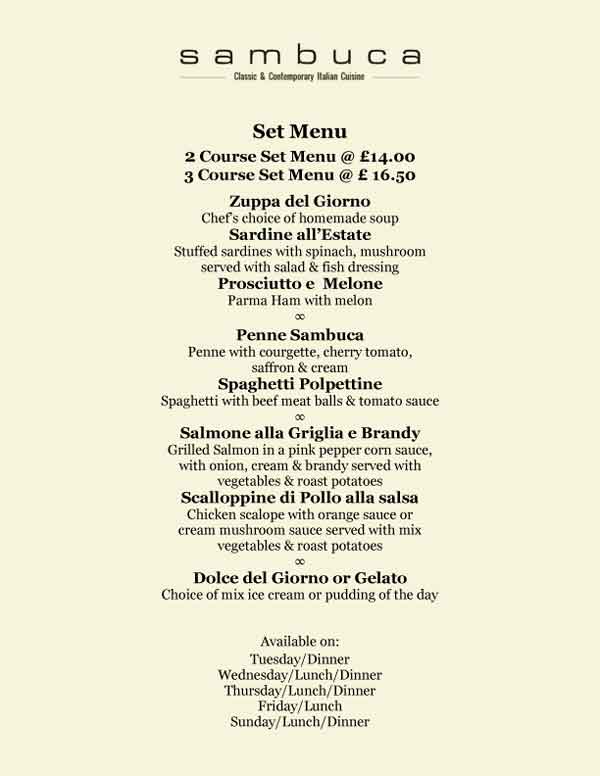 Eastcote Local - Sambuca great value set meal